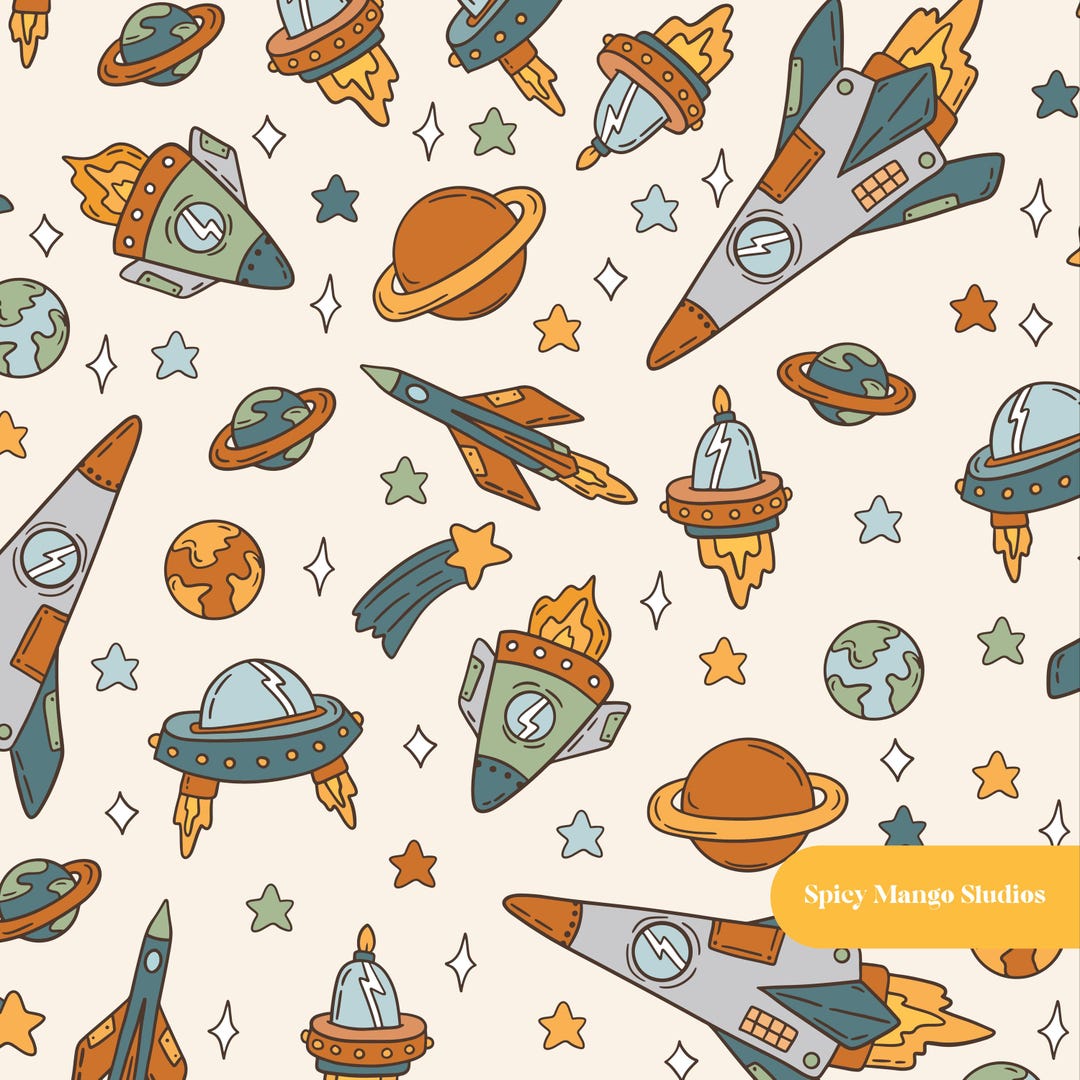 Out of This World Seamless Pattern in Neutral - Etsy