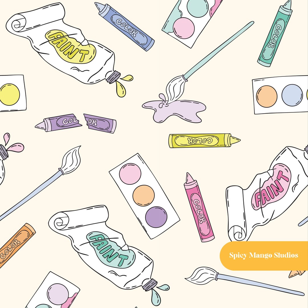 Instant Download Kids Painter Seamless Pattern in Neutral - Etsy
