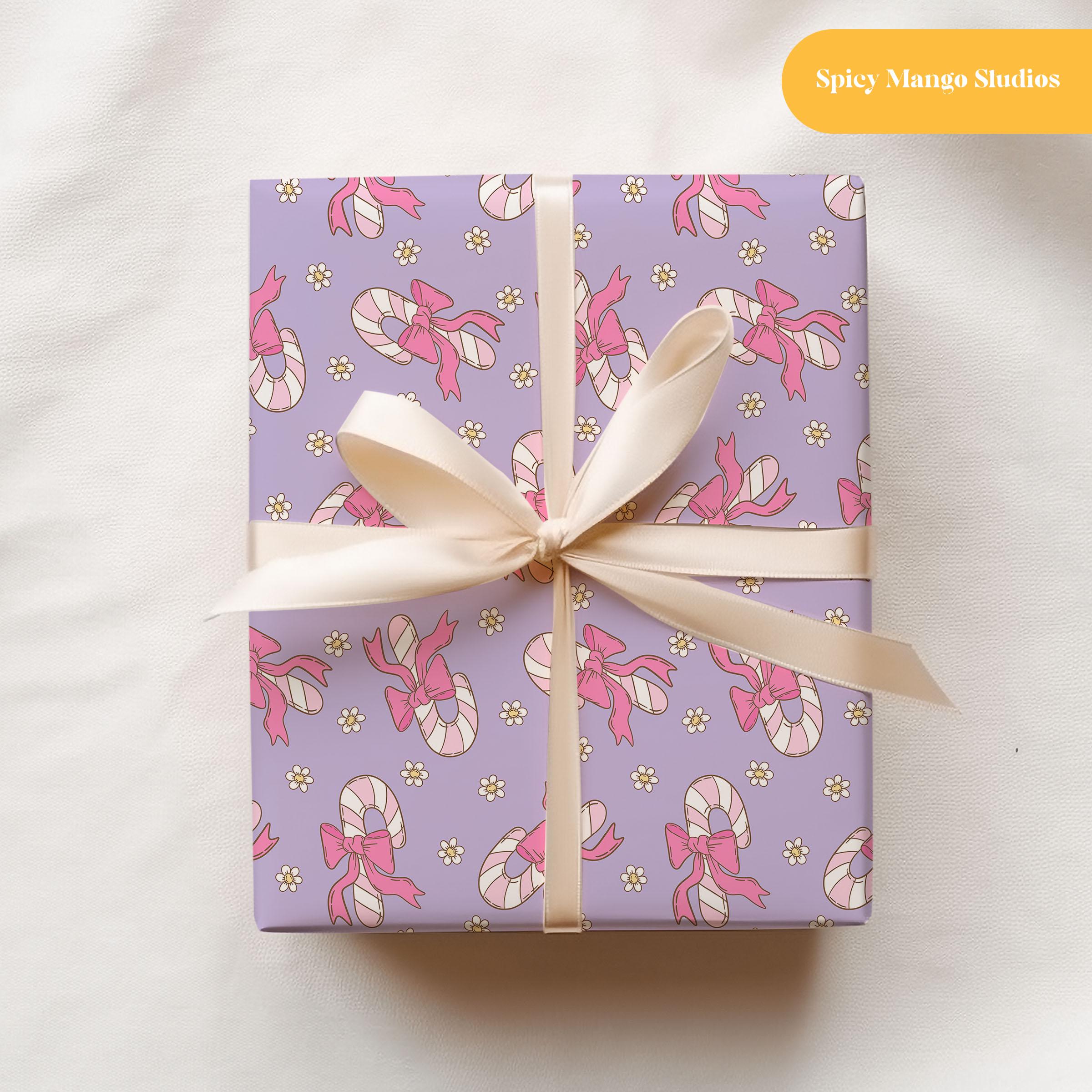 Candy Cane Bow Holiday Seamless Pattern in Purple - Etsy