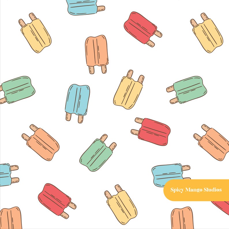 Summer Popsicle Medley Seamless Pattern in White - Etsy