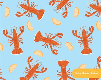 Summer Lobster Seamless Pattern in Neutral - Etsy
