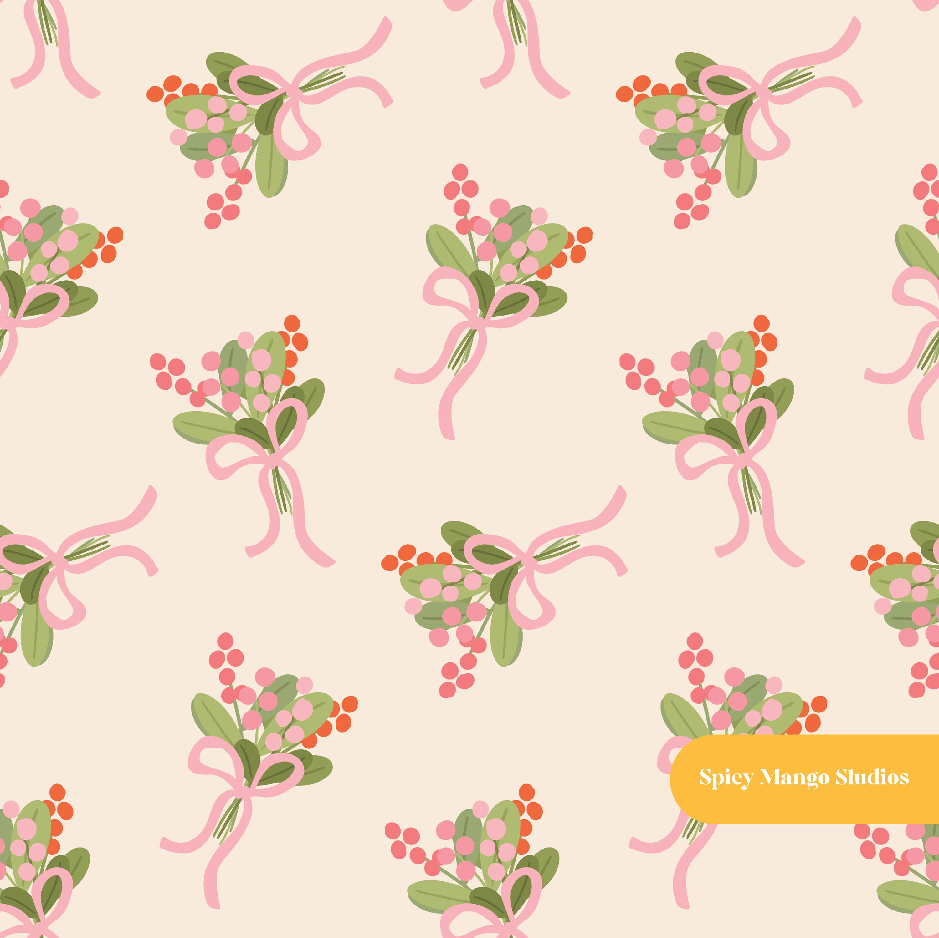 Hello Holly Seamless Pattern in Tan - Etsy