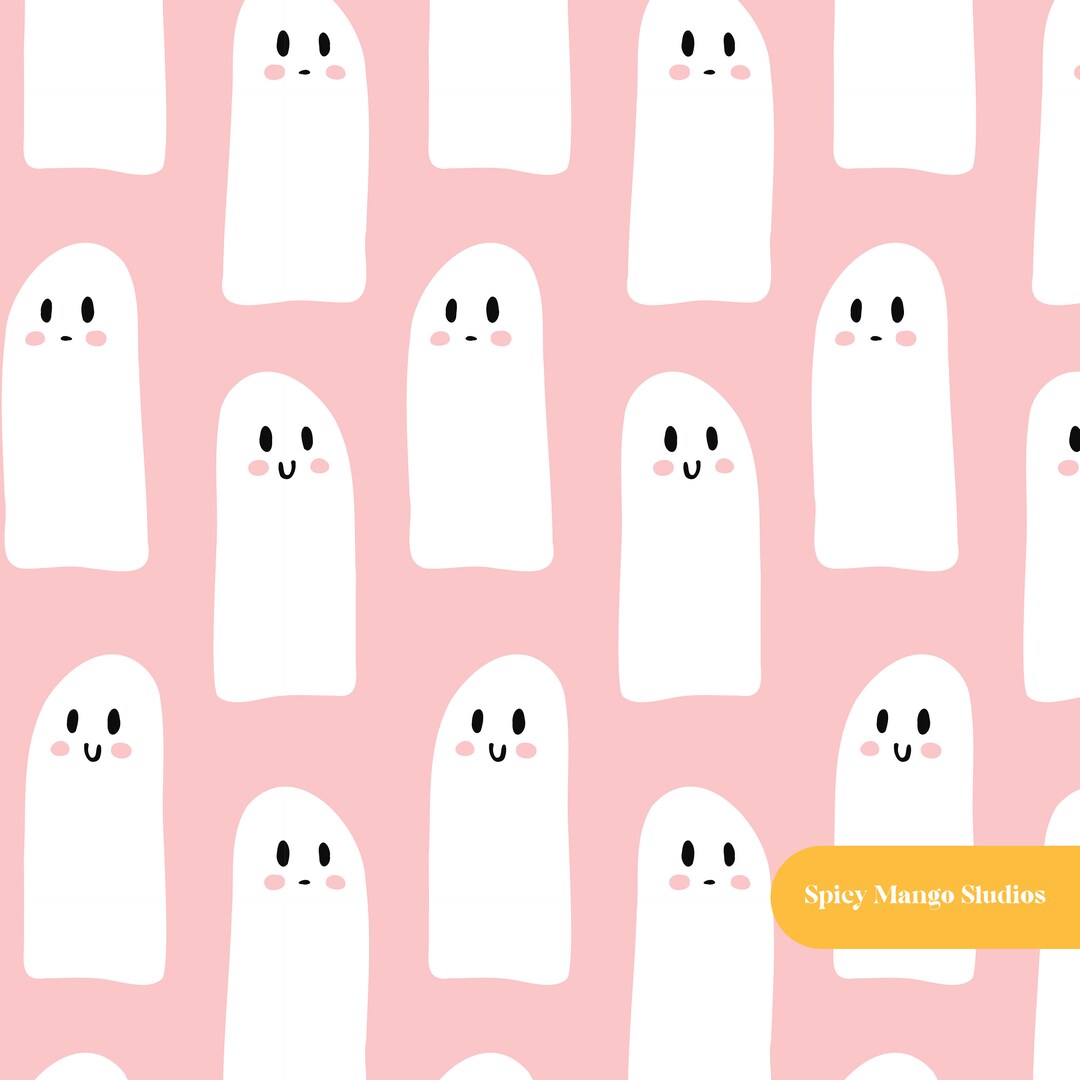 Ghost Besties Halloween Seamless Pattern in Light Pink - Etsy