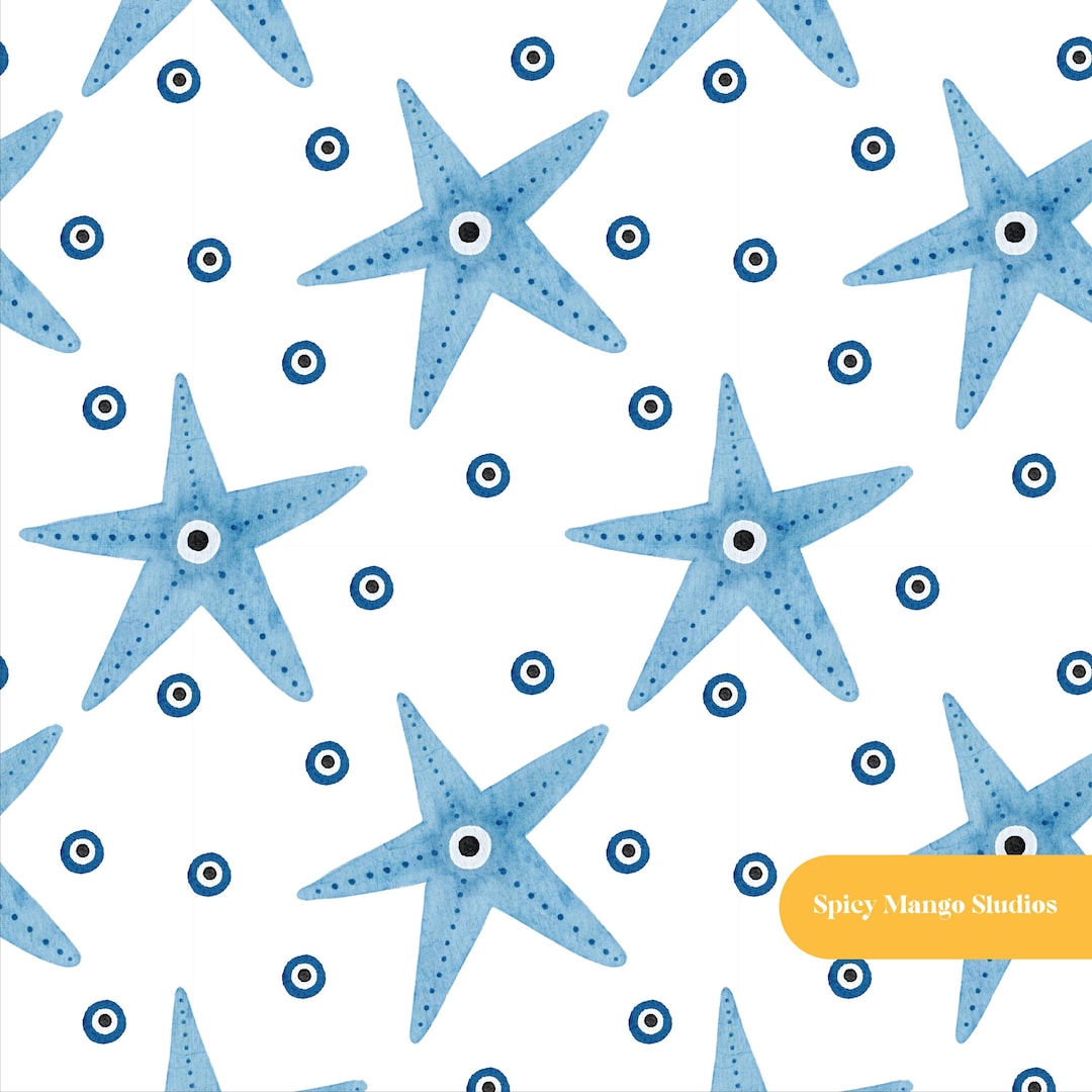 Starfish Evil Eye Seamless Pattern - Etsy