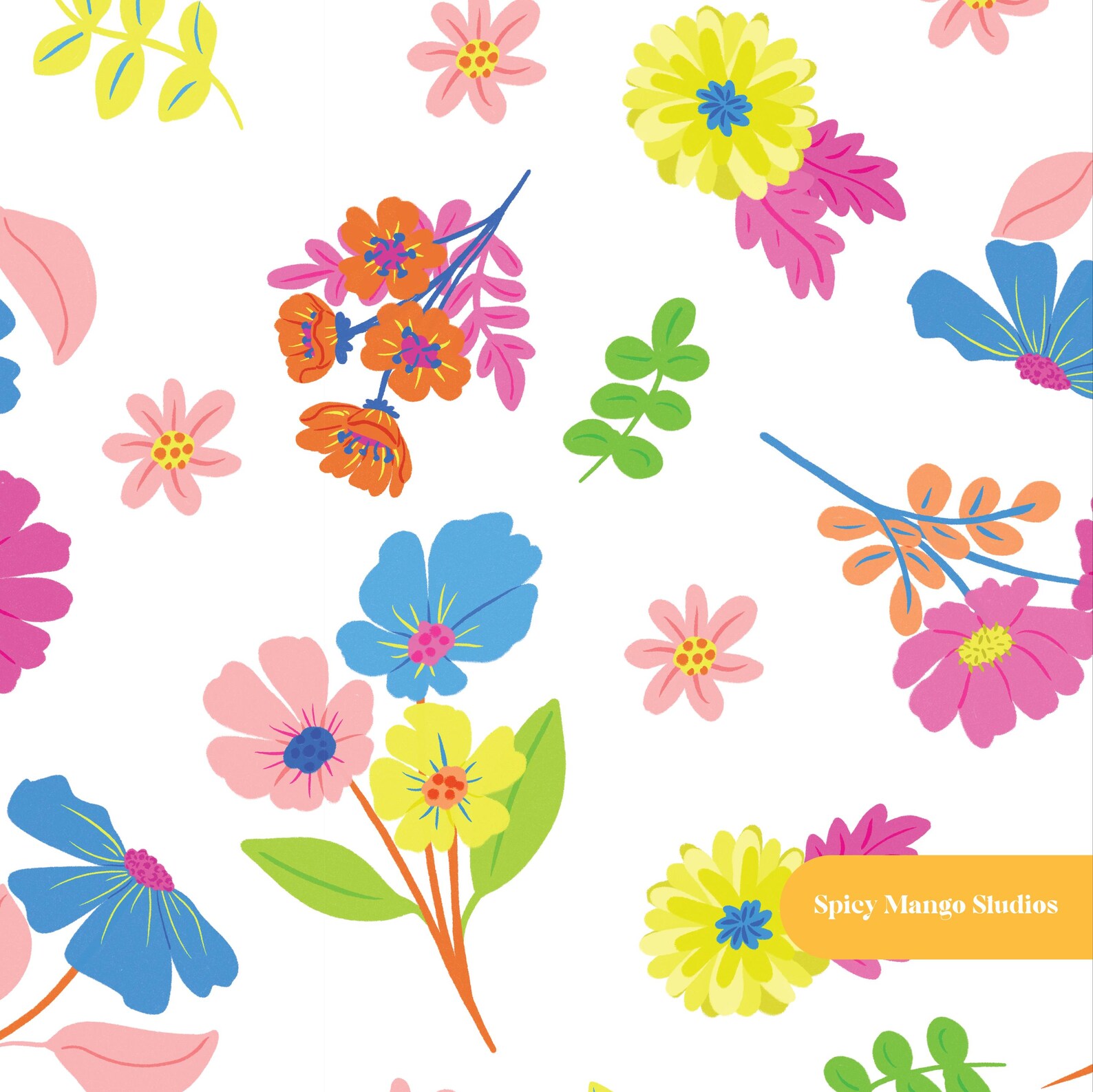 Neon Floral Seamless Pattern - Etsy