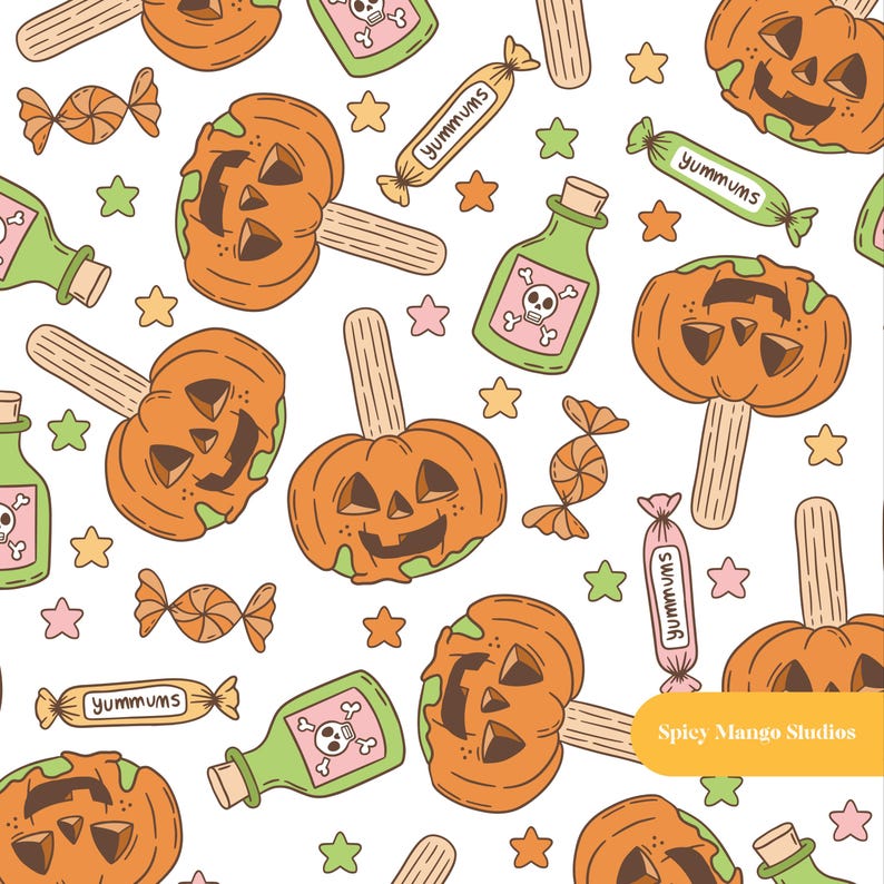 Candy Apple Jack Seamless Pattern in White - Etsy