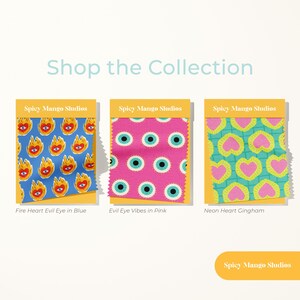 Fire Heart Evil Eye Seamless Pattern in Blue - Etsy