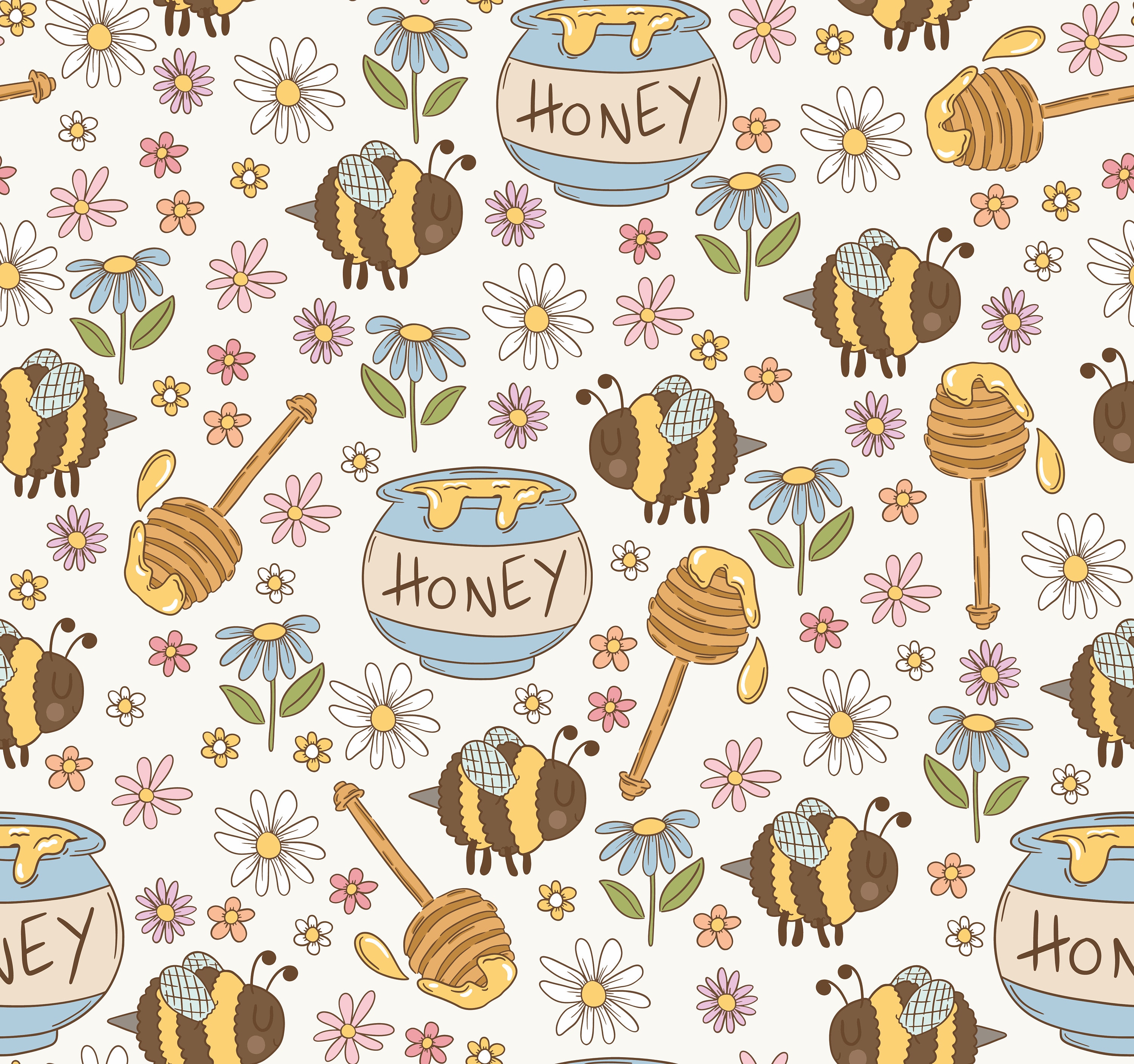 Honey Seamless Pattern in Neutral - Etsy