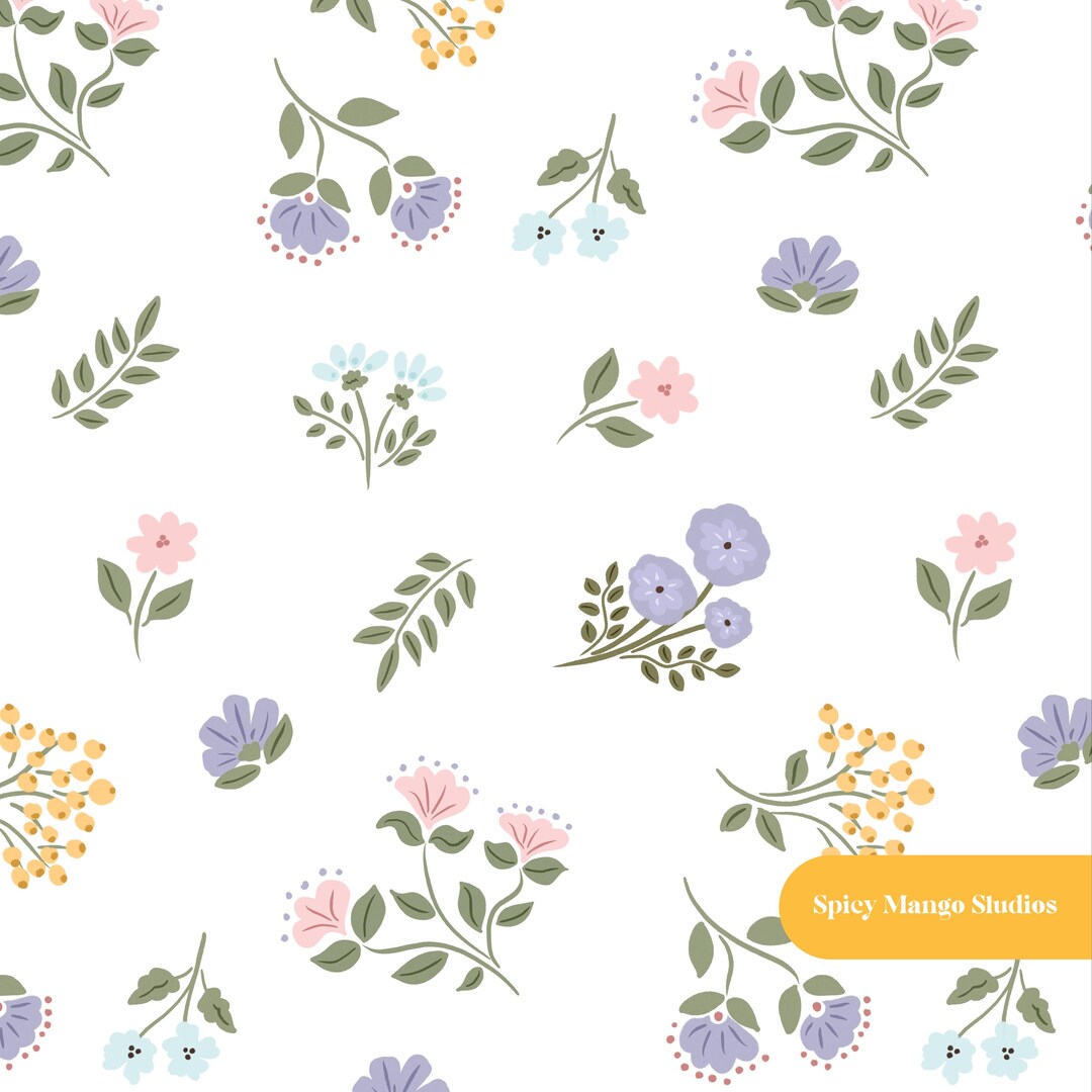 Hannah Floral Seamless Pattern in White - Etsy