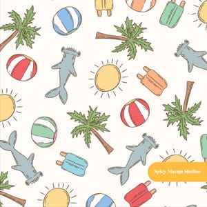 Summer Beach Medley Seamless Pattern in Neutral - Etsy