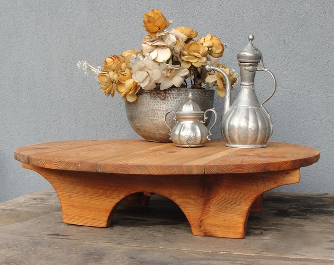 Vintage Floor Table, Turkish Sofra, Solid Wood Table Tray, Round Tray ...
