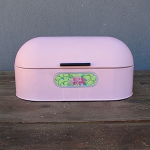 Vintage Bread Box Tin Funky Pink 1970's Kitchen Decor - Etsy