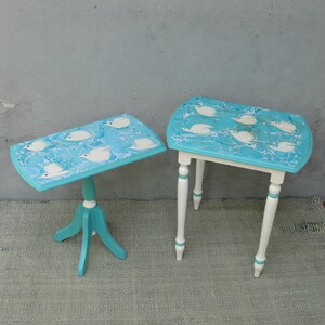 Seagulls Side Tables, Two Coffee Tables, Nest Tables Set, Nautical ...