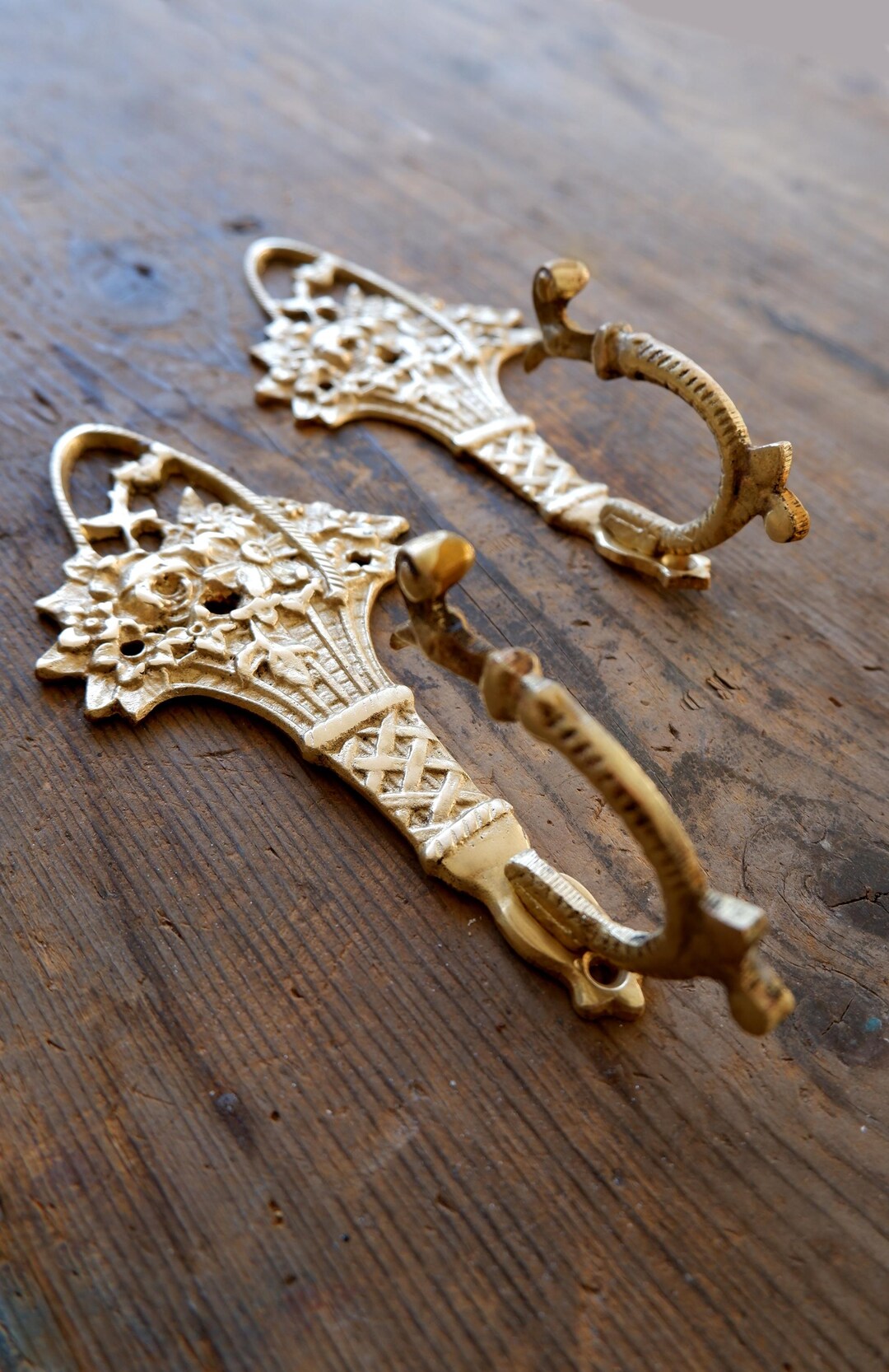 Bronze Wall Hooks, Ornate Brass Floral Bouquet Coat Hook Set, Bronze ...