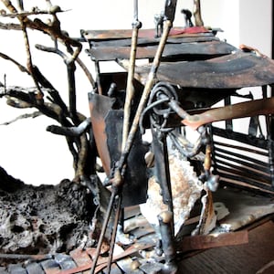 Brutalist Boathouse Sculpture, Metal and Volcanic Rock Sculpture Curtis ...