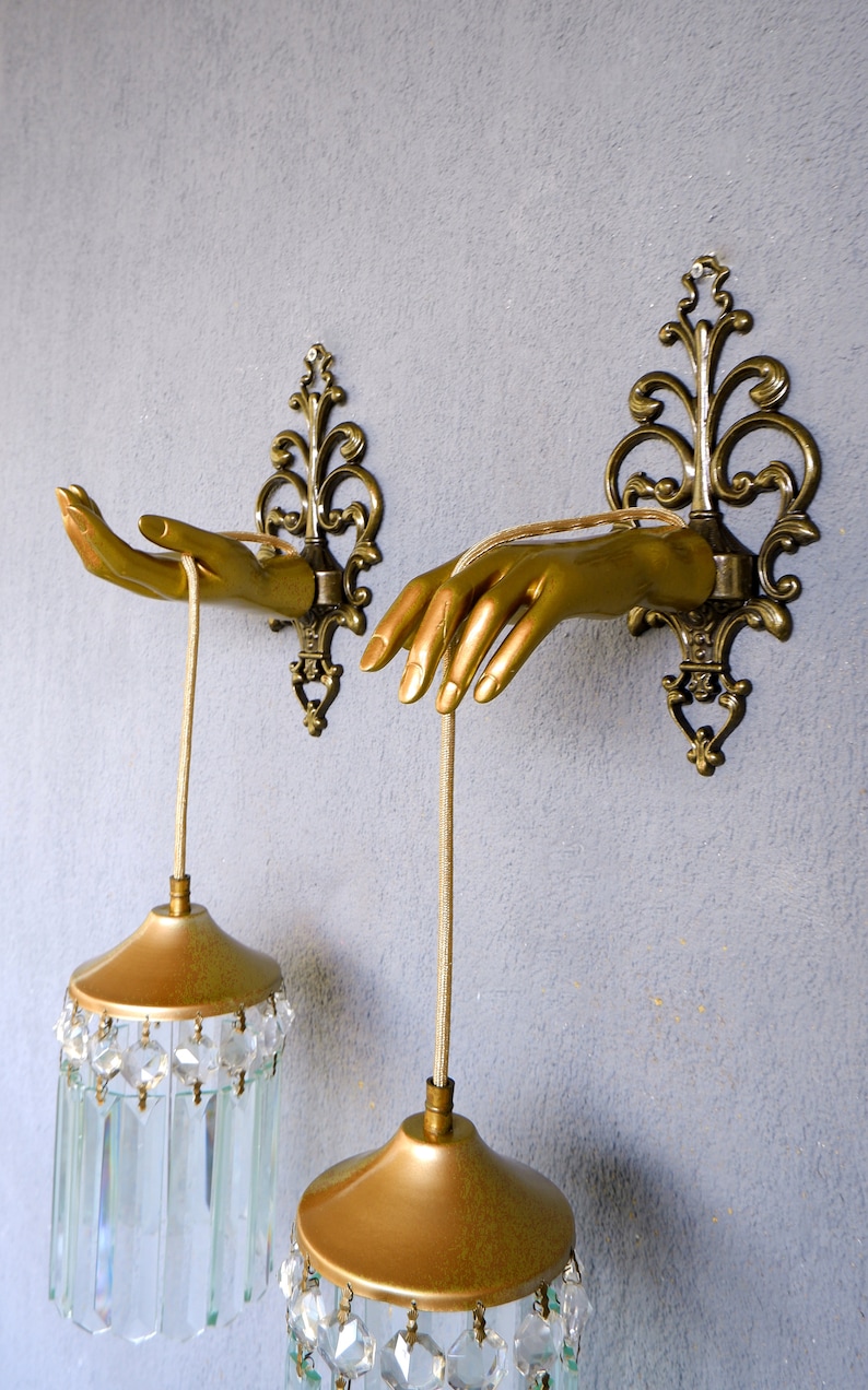 Bronze Hands Wall Sconces, 2 Hands Lamps, Brass Set of Wall Lights, 2 ...