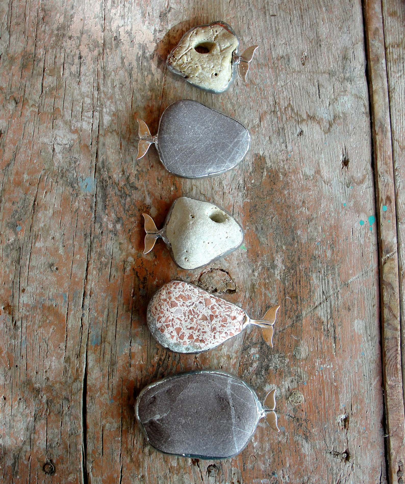 Pebble Fish Decor Paper Weight Nautical Beach Decor Pick - Etsy