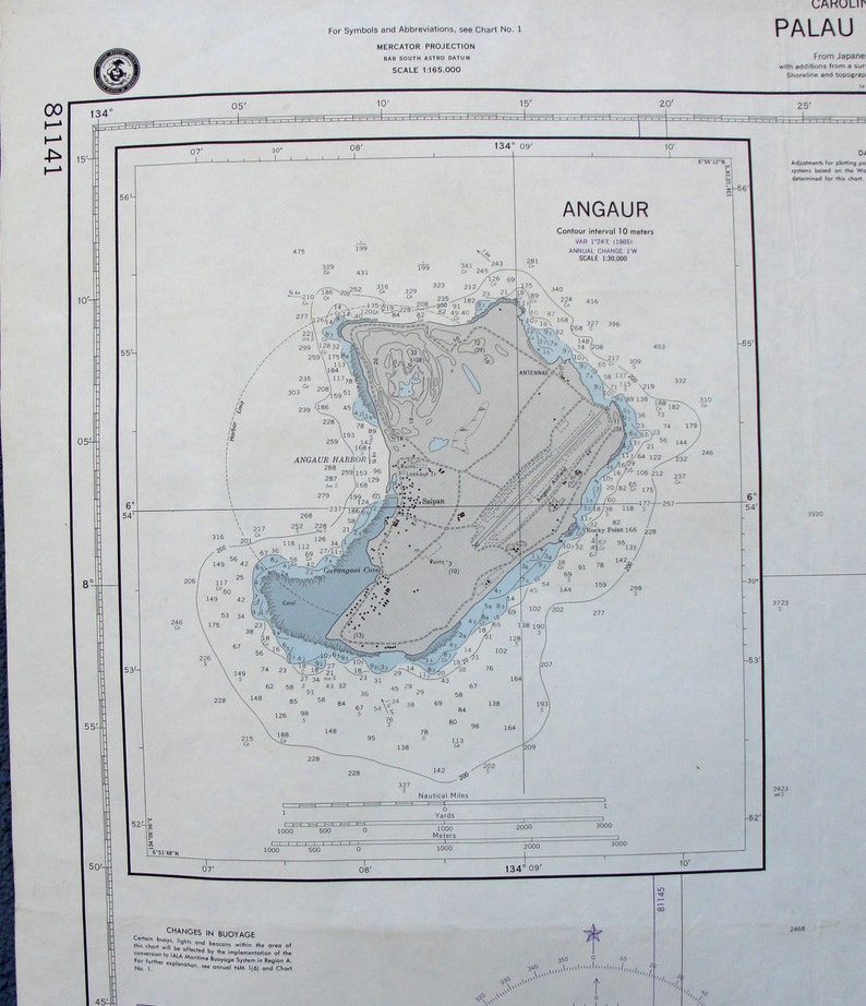 Vintage Nautical Sea Map Maritime Chart Palau Islands North - Etsy