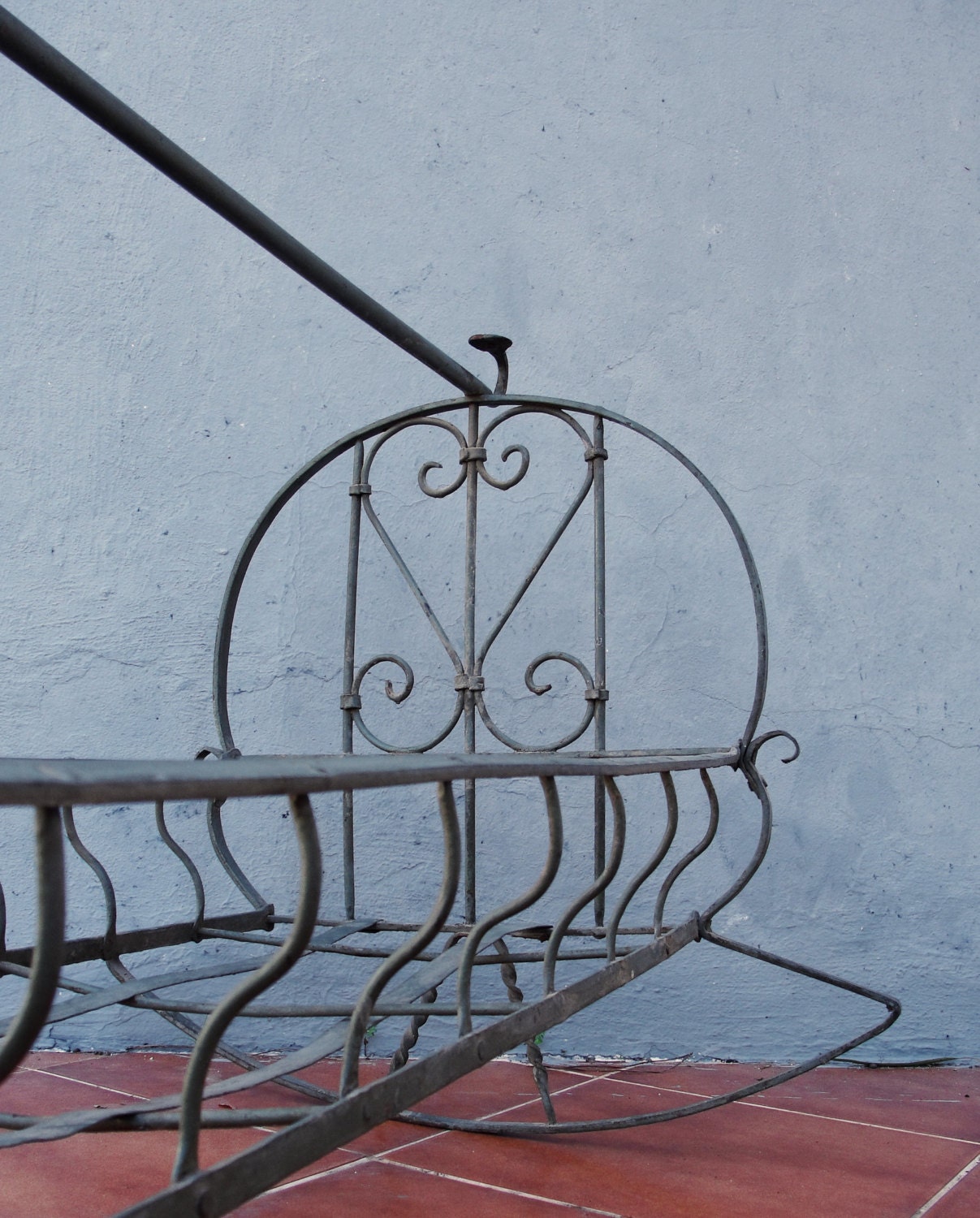 Antique Ornate Cradle Iron Wrought Crib Rocking Baby Bed Early 1900's ...