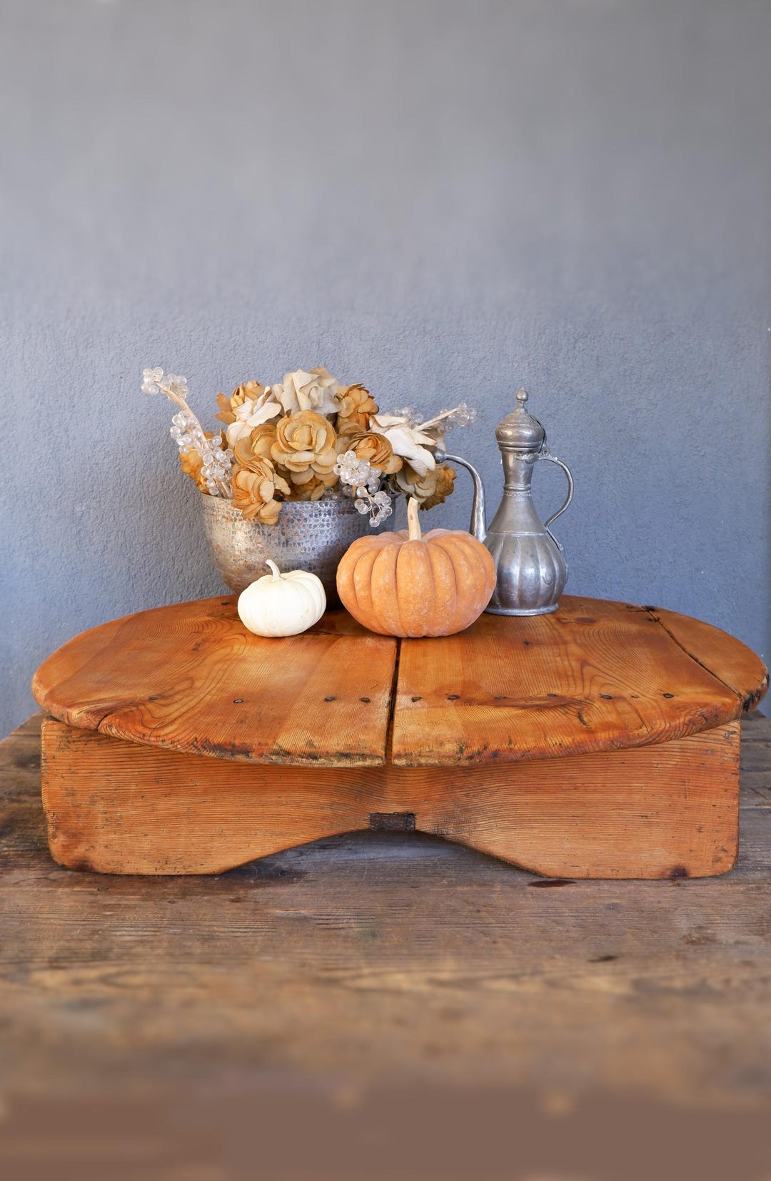 Vintage Floor Table, Turkish Sofra, Solid Wood Table Tray, Round Tray ...