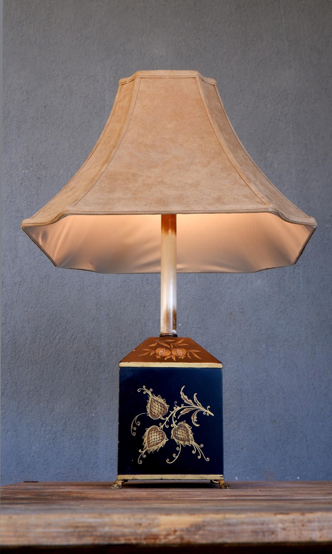 Vintage Italian Tole Lamp: Handpainted Floral Art Nouveau Lighting - Etsy