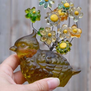 Vintage Lucite Bird With Flowers 1970s Gamut Designs Lucite Bird ...