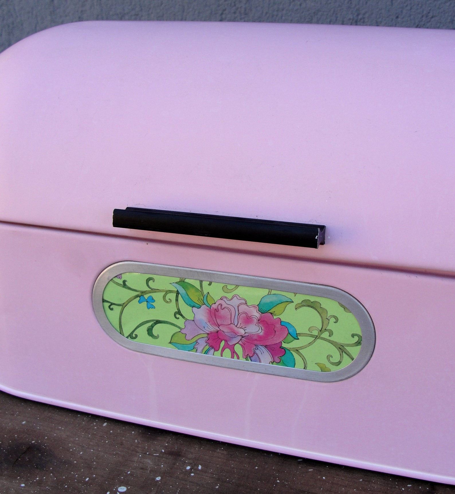Vintage Bread Box Tin Funky Pink 1970's Kitchen Decor | Etsy