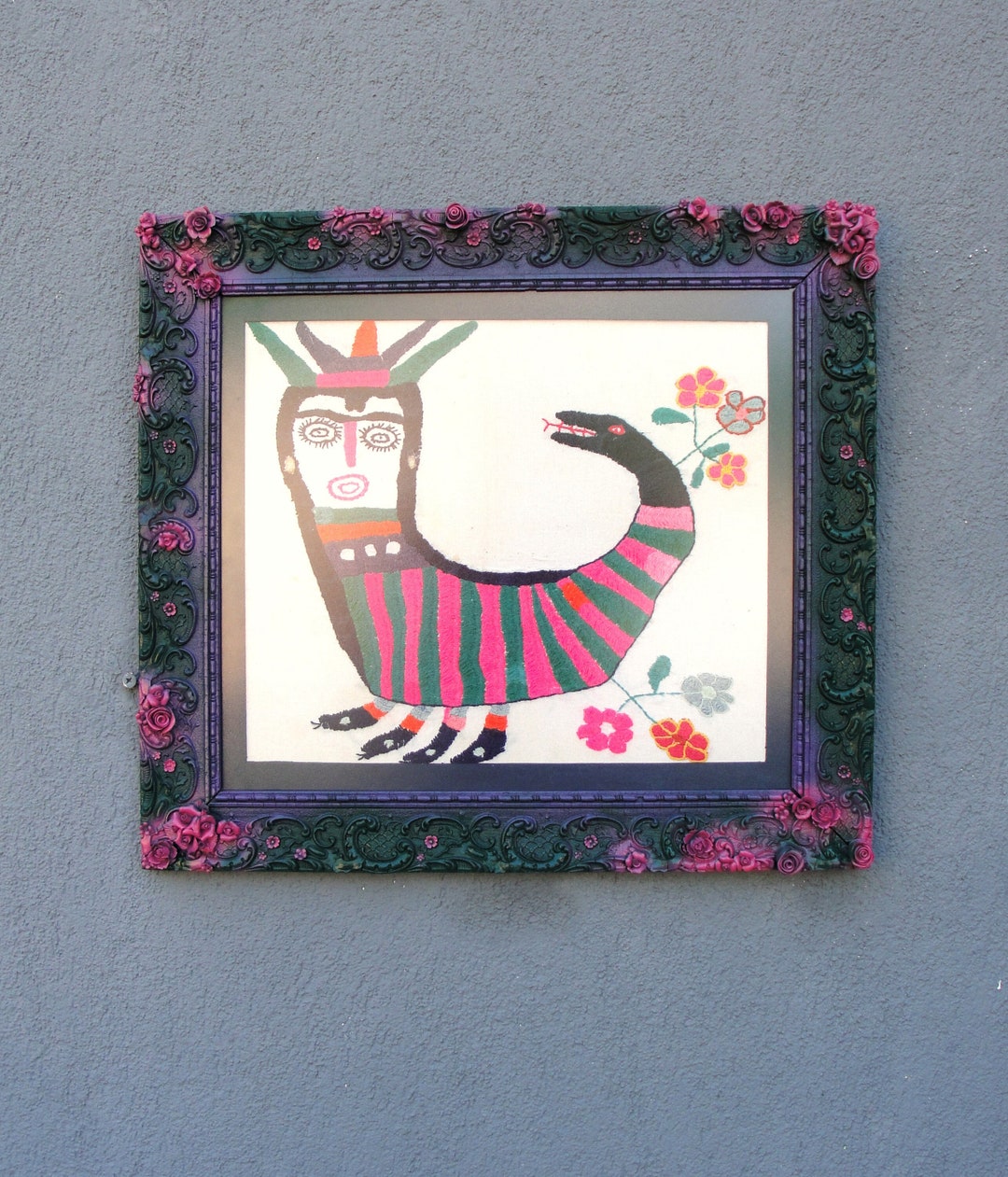 Shamaran Embroidery 1950s Turkish Mythology Sahmeran Snake - Etsy