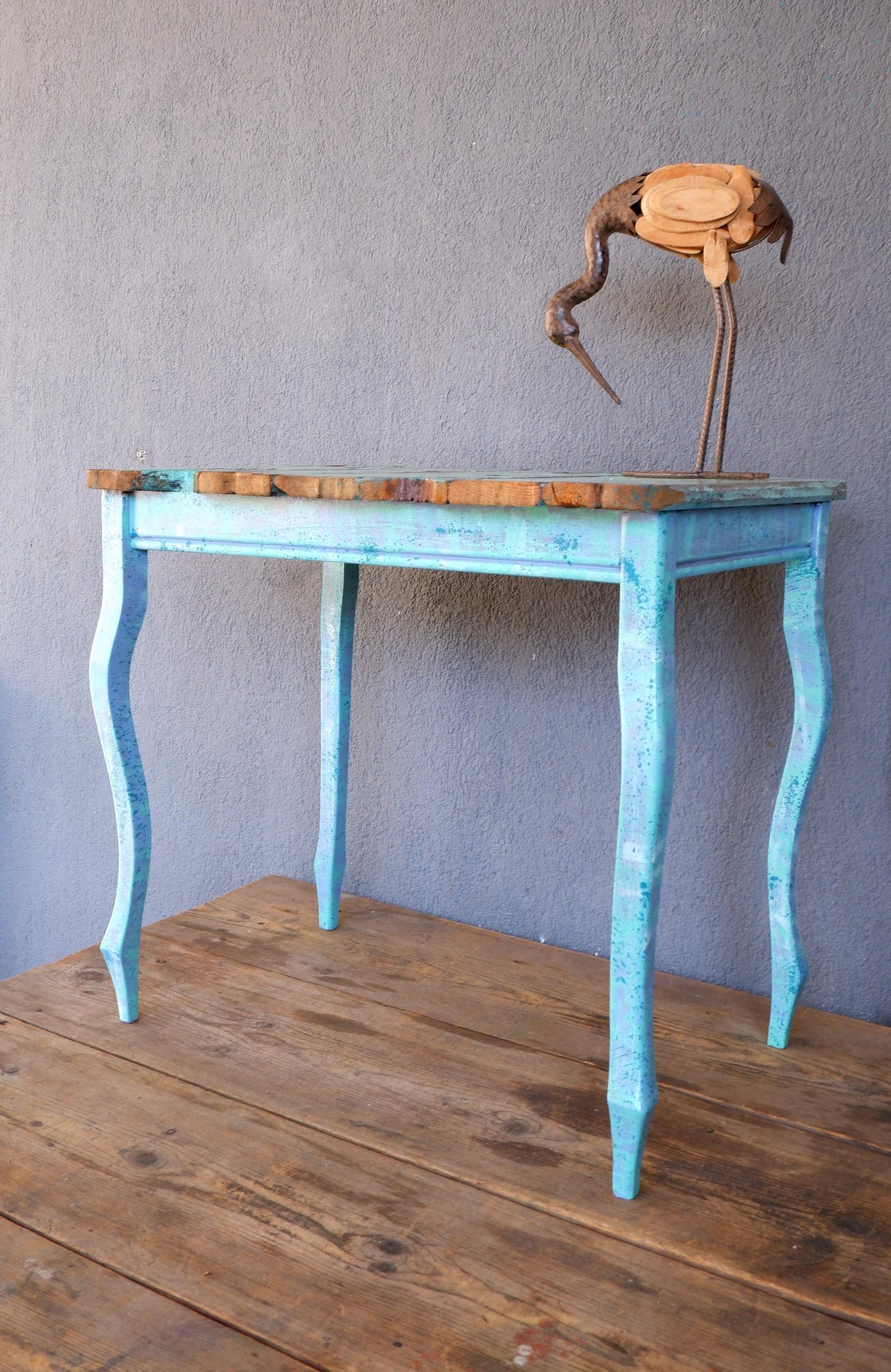 Reclaimed Boatwood Side Table: Sea Blue Accent Table - Etsy