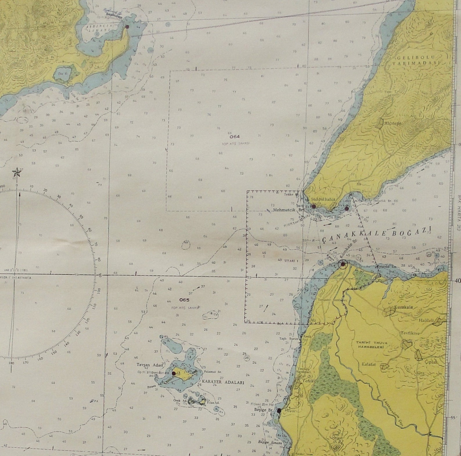 Vintage Nautical Sea Map, Maritime Chart, Gallipoli Pull Down Map 1979 ...