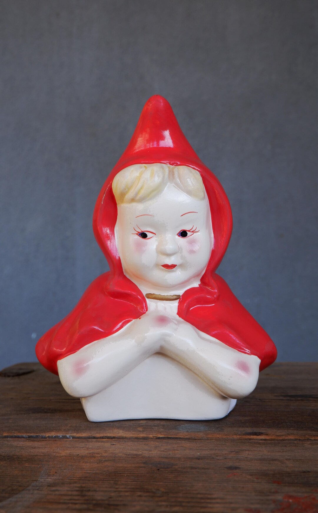 Little Red Riding Hood Figurine, Table Decor Pottery, Porcelain Girl ...