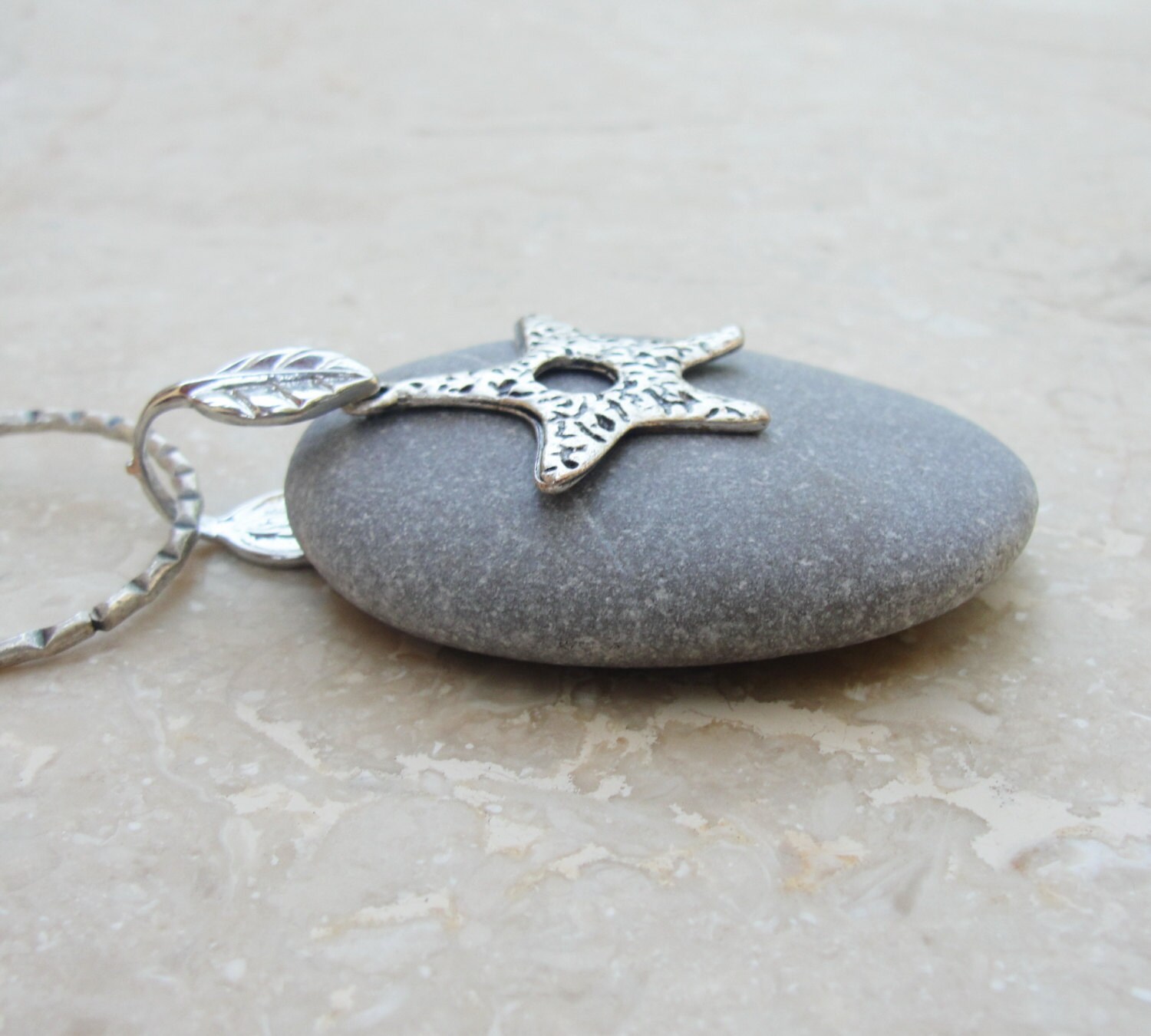 Pebble and Starfish Keychain / Bag Adornment - Etsy