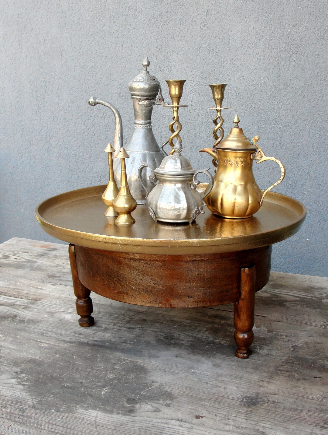 Vintage Floor Table Turkish Sofra Solid Wood Table Tray - Etsy