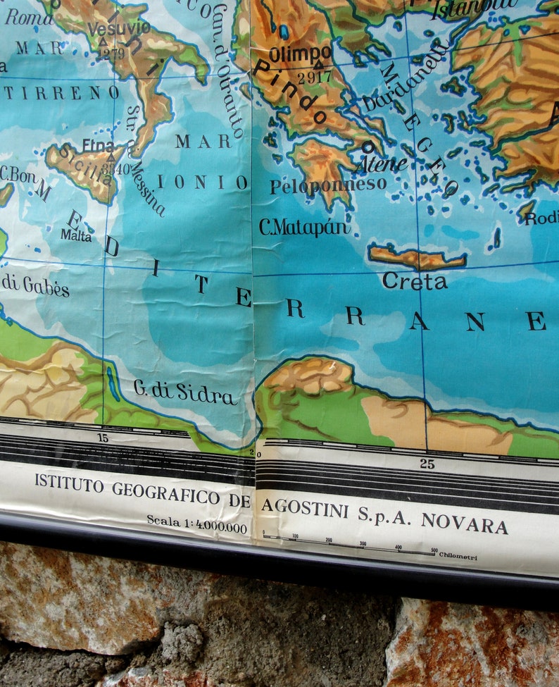 Vintage Europe School Map Pull Down Map 1971 Made in Italy - Etsy