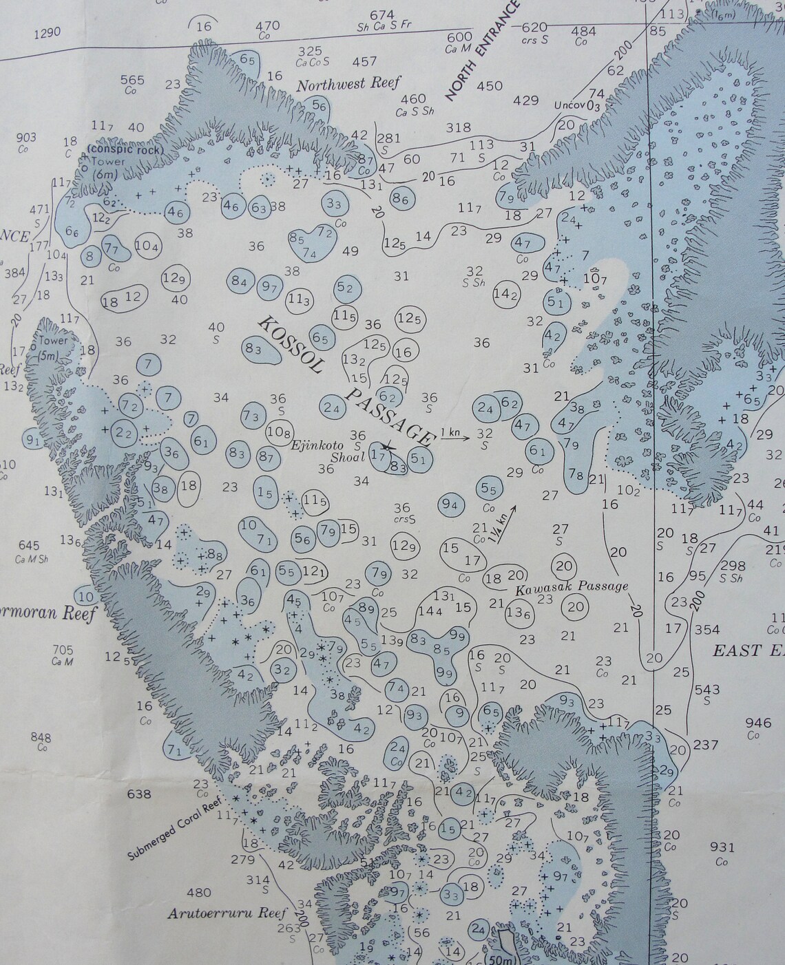 Vintage Nautical Sea Map Maritime Chart Palau Islands North - Etsy