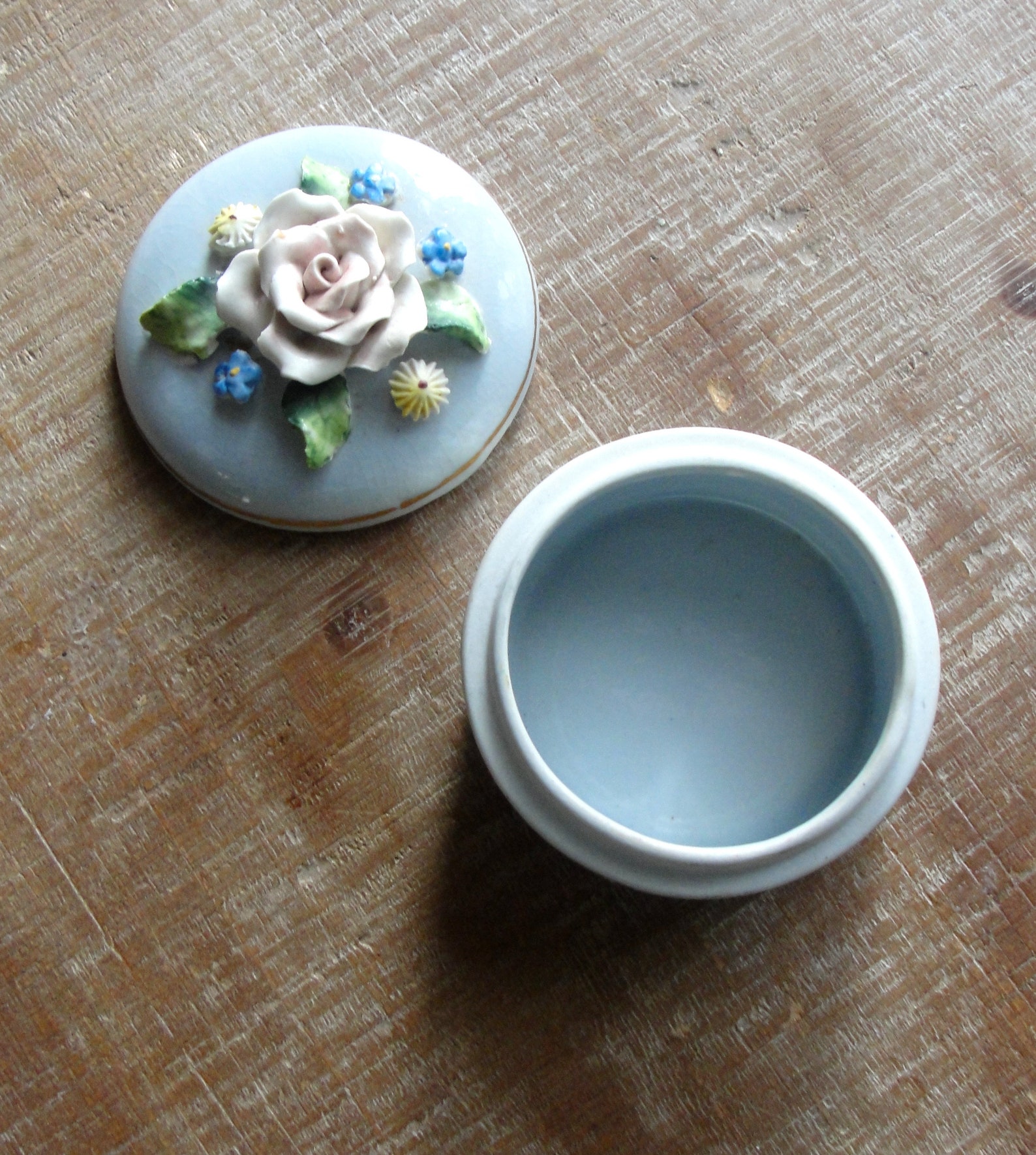 Vintage Flower Box Porcelain Trinket Box Hand Painted Rose - Etsy