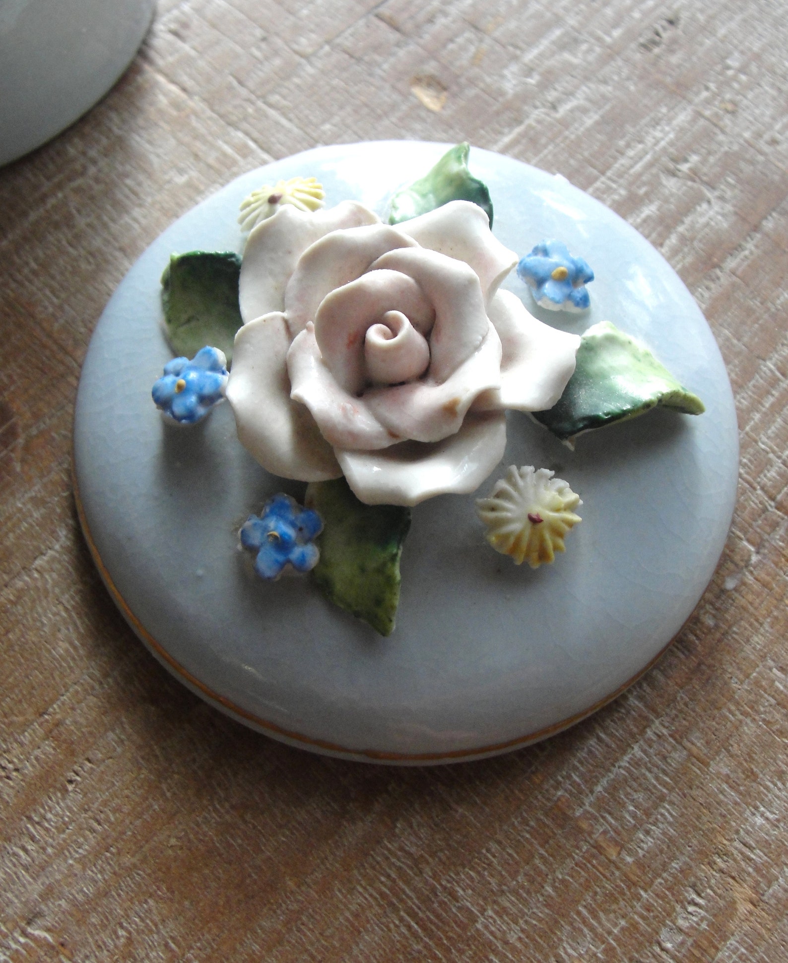 Vintage Flower Box Porcelain Trinket Box Hand Painted Rose - Etsy
