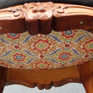 Wooden Floral Pouf Embroidered Stool Ottoman Pouf Romantic Style Wooden ...