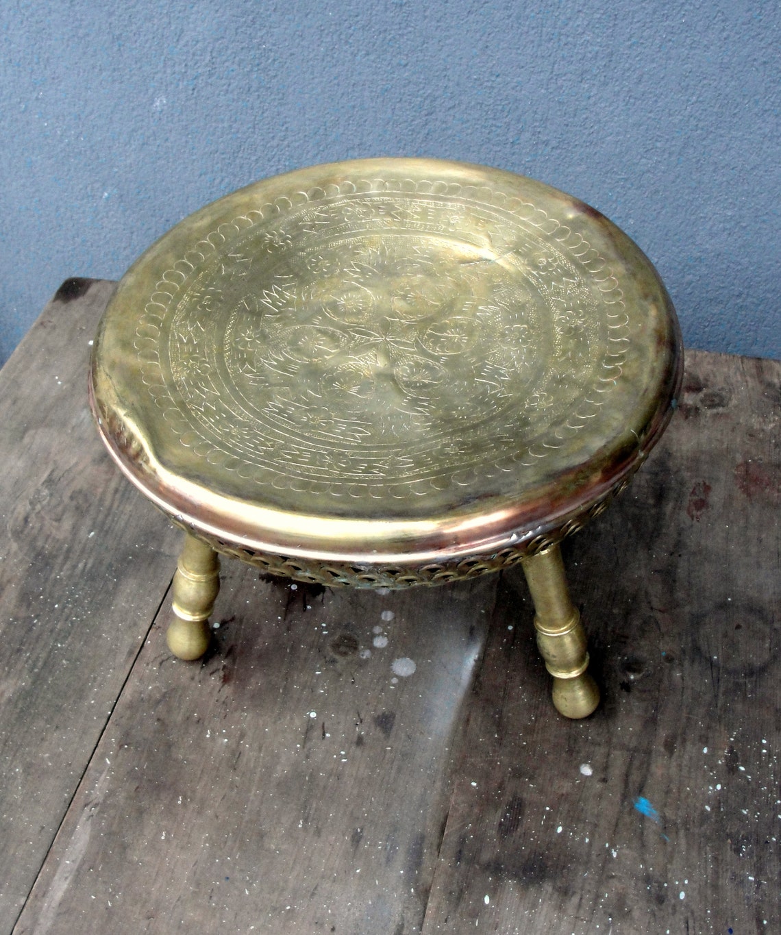 Vintage Brass Turkish Bath Stool Turkish Hamam Stool Tooled - Etsy