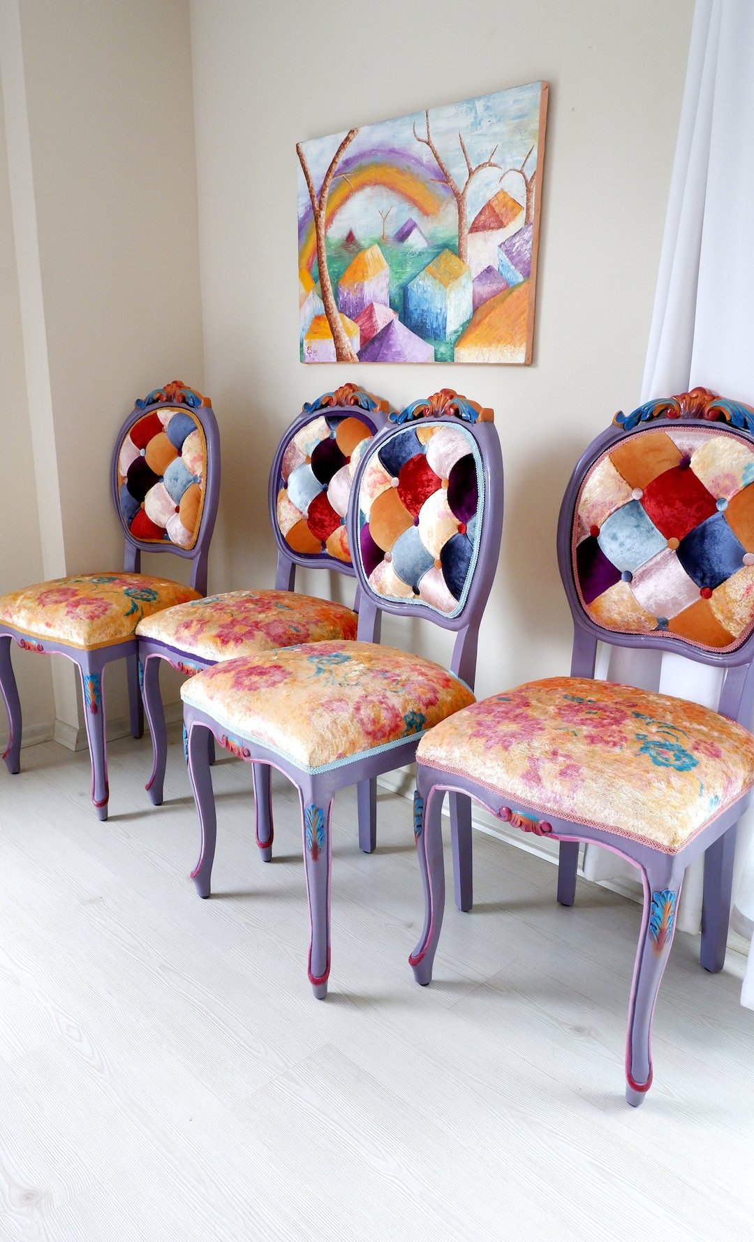 Patchwork Velvet Chairs, Alice in Wonderland, Vanity Stools, Bohemian ...