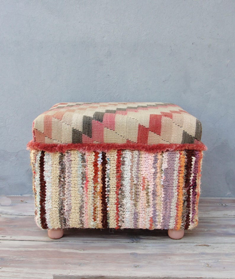 Pastel Kilim Ottoman Bohemian Pouf Kilim Pouf Upcycled - Etsy Canada