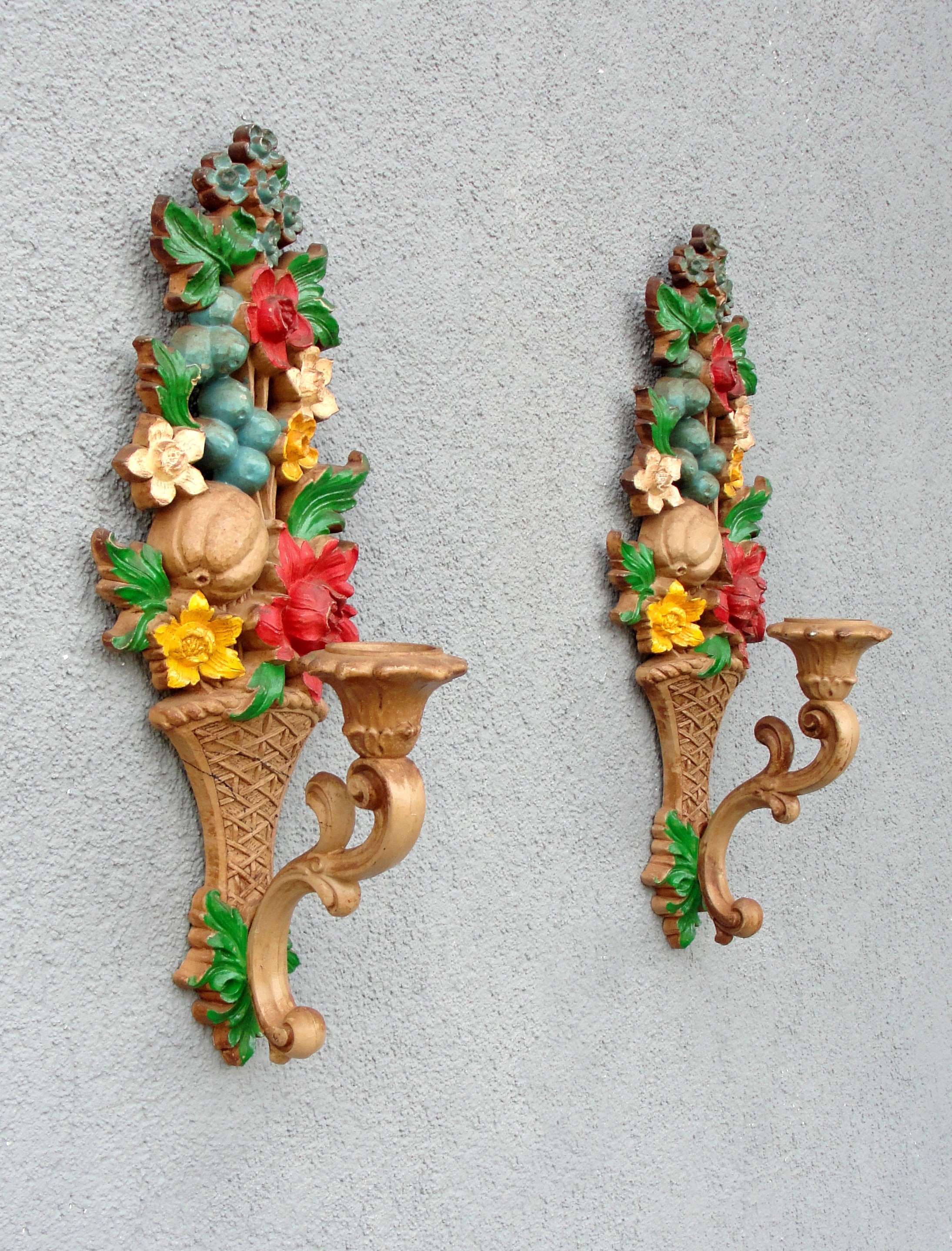 Vintage Mid Century Floral Sconces Victorian Floral Fruit - Etsy