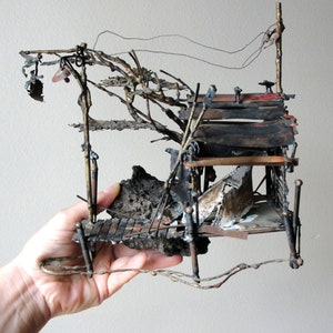 Brutalist Boathouse Sculpture, Metal and Volcanic Rock Sculpture Curtis ...