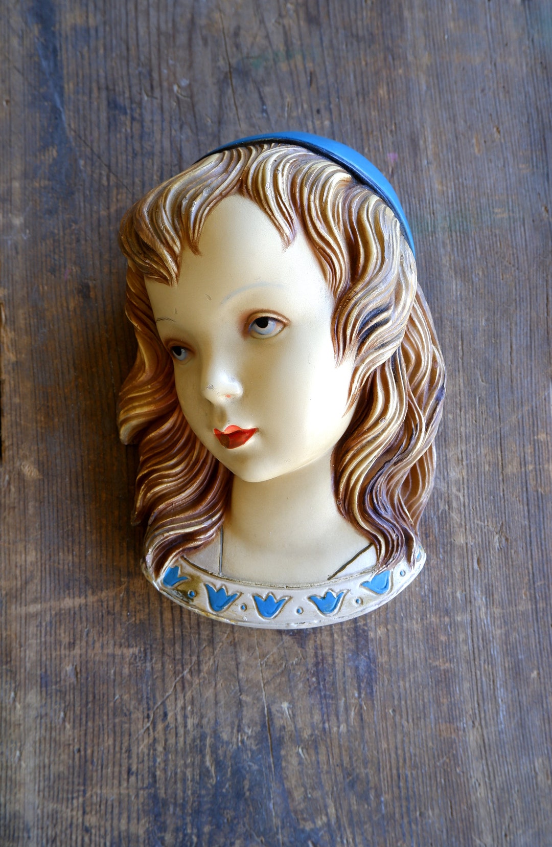 Art Deco Czech Face Wall Plaque - Plaster Wall Decor - Etsy