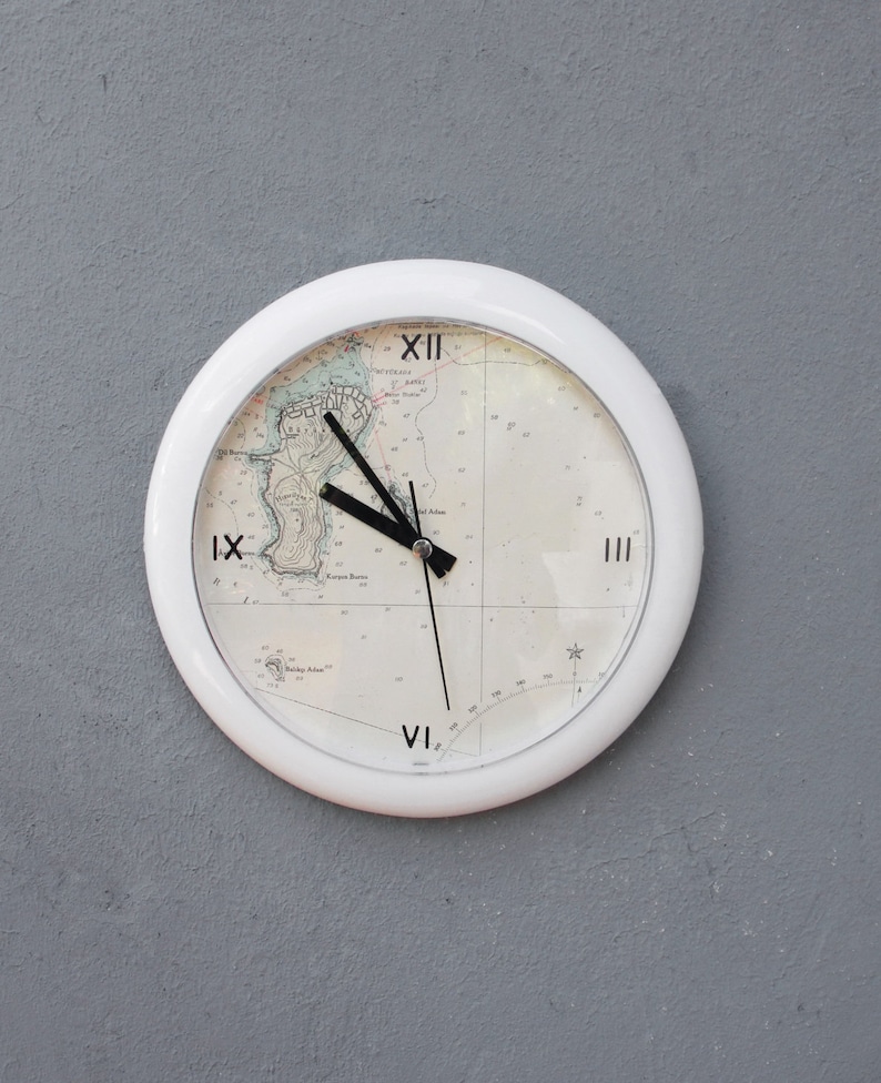 Time to Travel Clock Vintage Sea Map Wall Clock - Etsy