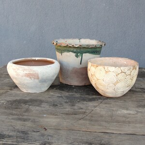 Vintage Clay Pot, Earthenware Cauldron, Green Pottery Planter, Home ...