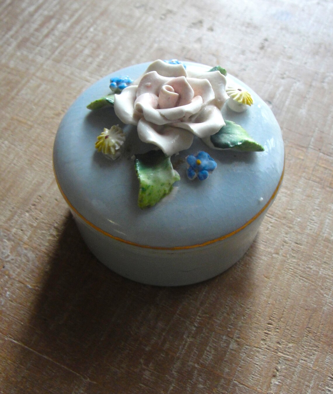 Vintage Flower Box Porcelain Trinket Box Hand Painted Rose - Etsy