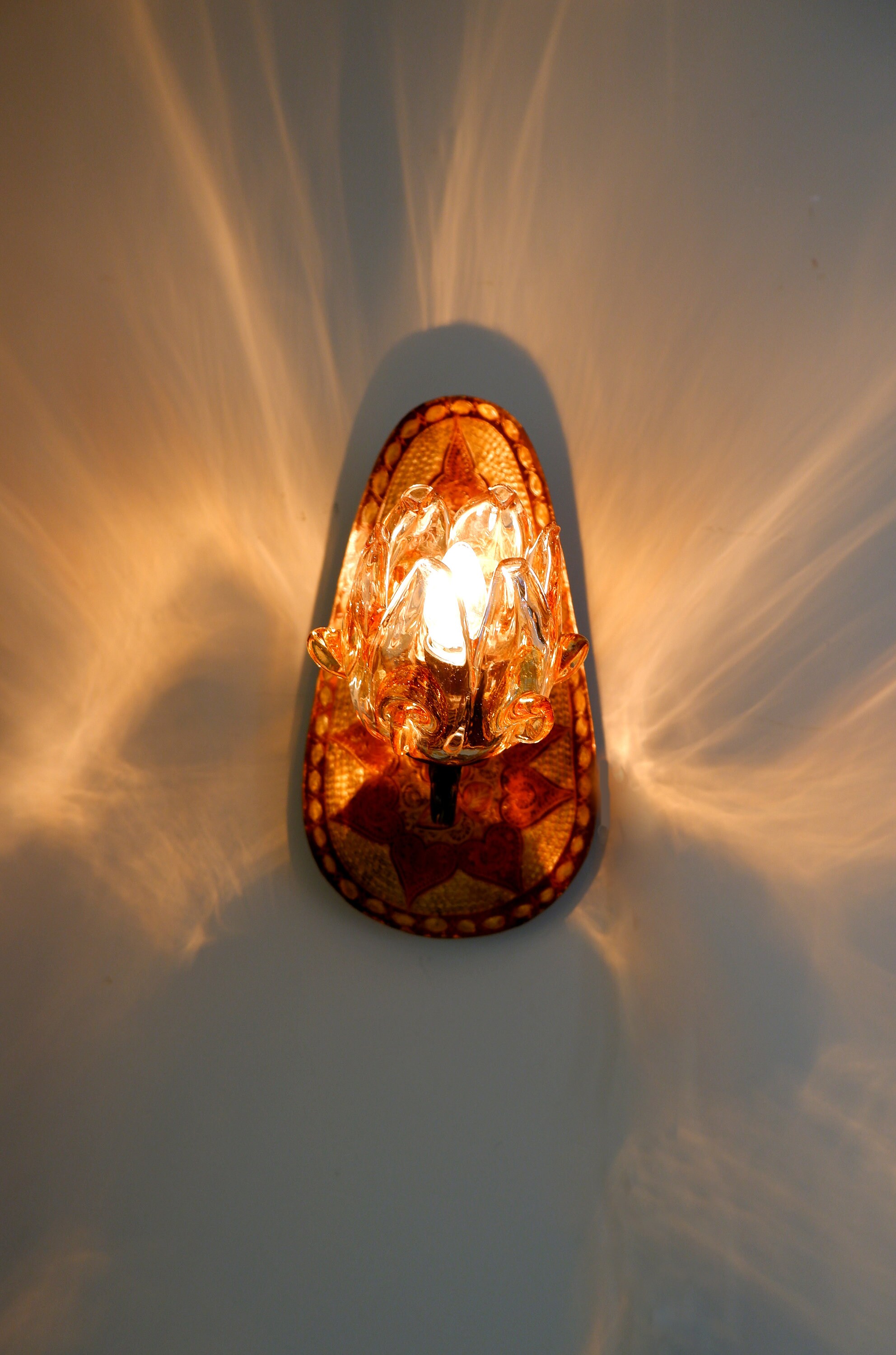 Copper Flower Sconce, Atmosphere Wall Lamp, Handmade Copper Etched ...