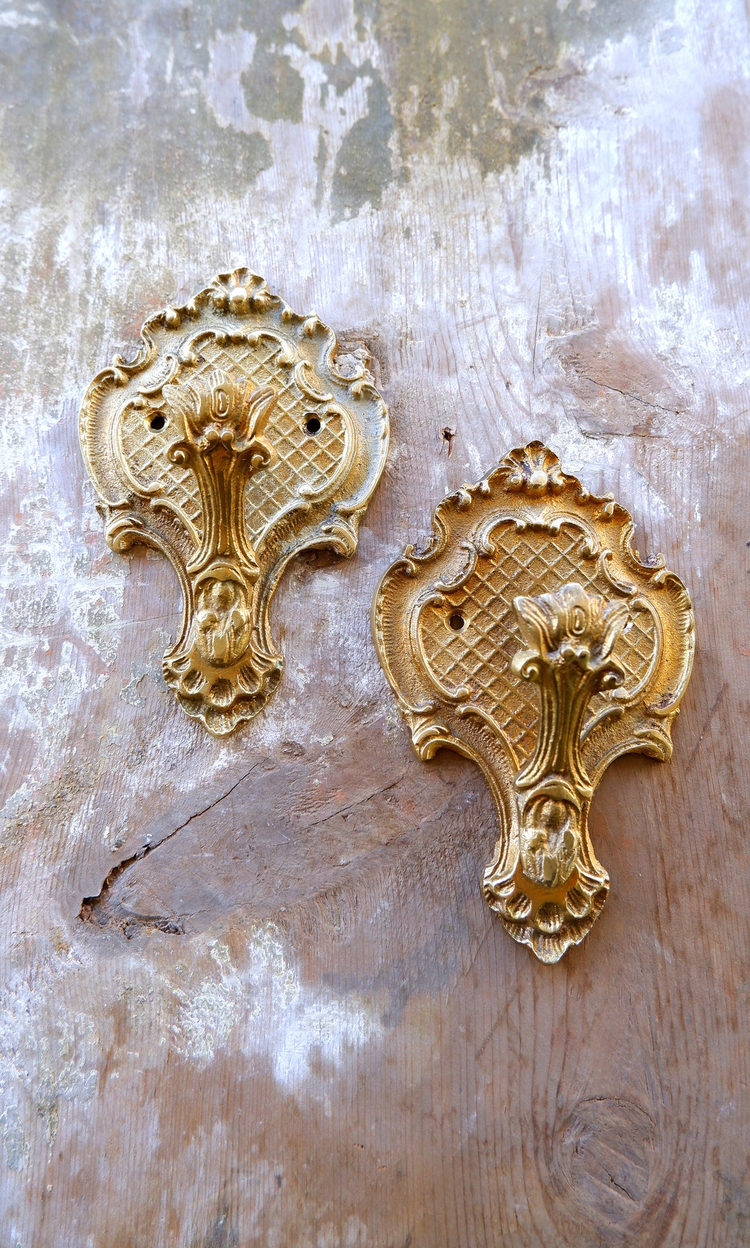 Antique Wall Hooks, Ornate Brass Coat Hook Set, Bronze Decor, Bronze ...