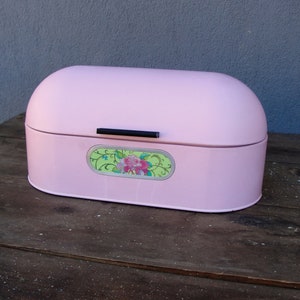 Vintage Bread Box Tin Funky Pink 1970's Kitchen Decor - Etsy